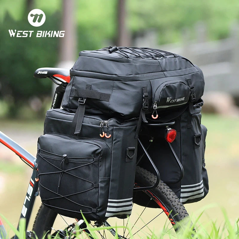 West Biking 48L Waterproof 3-in-1 Bike Bag: Pannier, Trunk, Double Sid ...